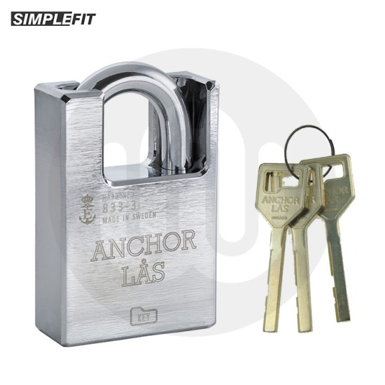 Simplefit Anchor Las High Security CEN Grade 3 Stainless Steel Padlock 60mm Closed Shackle